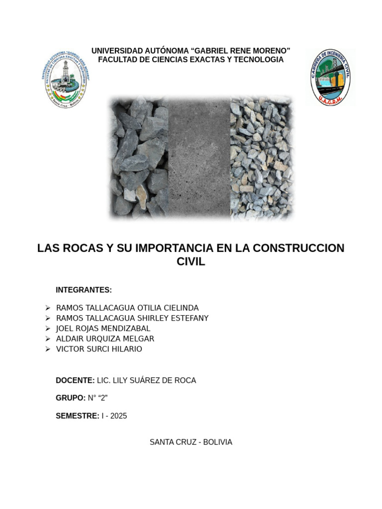 informe grupo 2 ing lily | PDF | Roca (geología) | Minerales