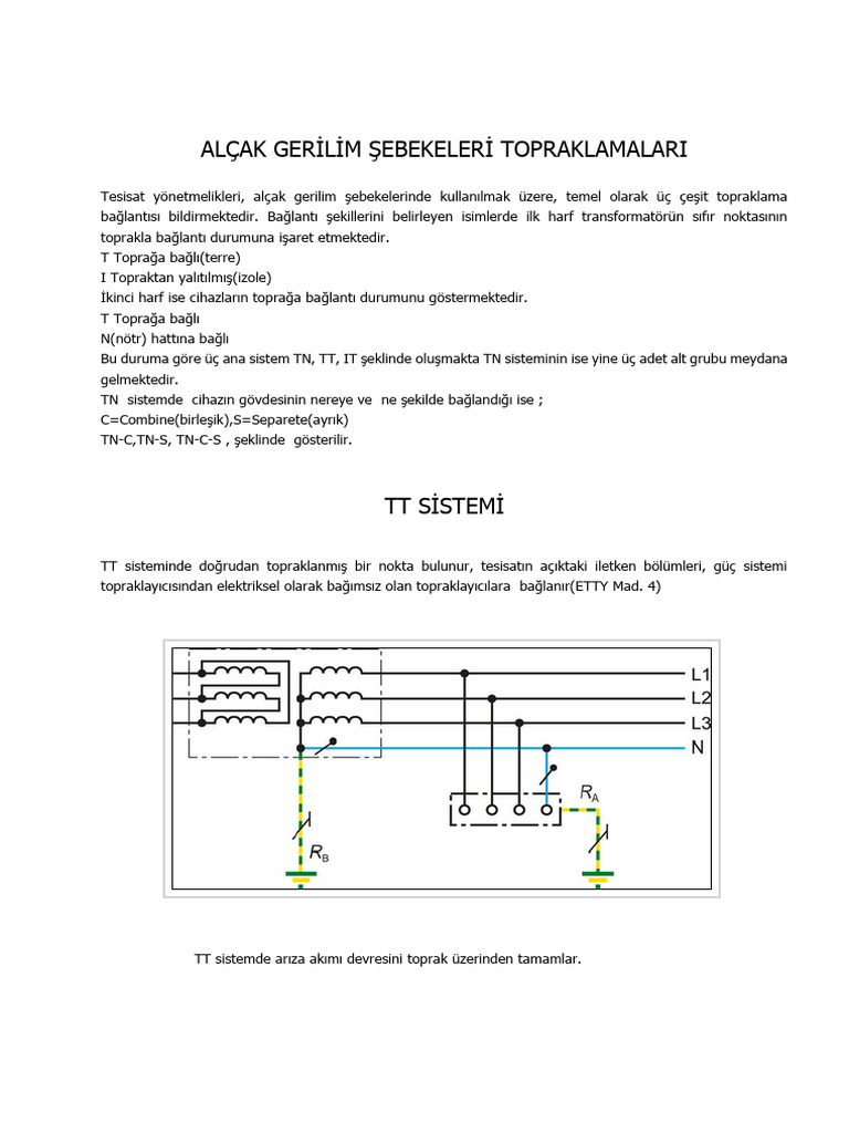 Alcak Gerilim Sebeke Topraklama Cesitleri | PDF