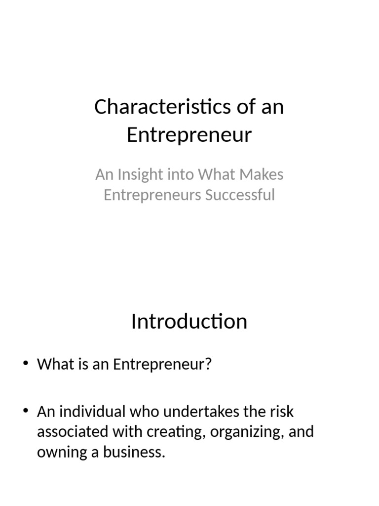 Characteristics of An Entrepreneur | PDF