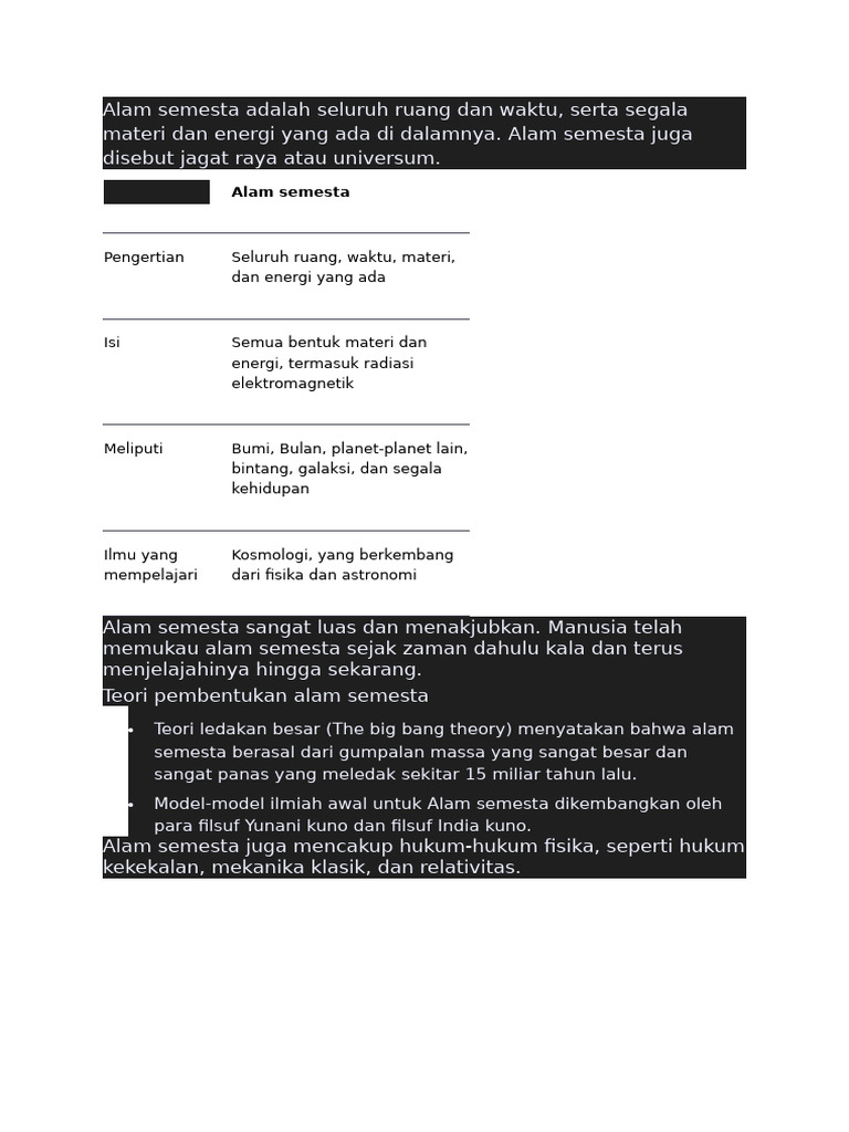 Pengertian dan Teori Alam Semesta | PDF
