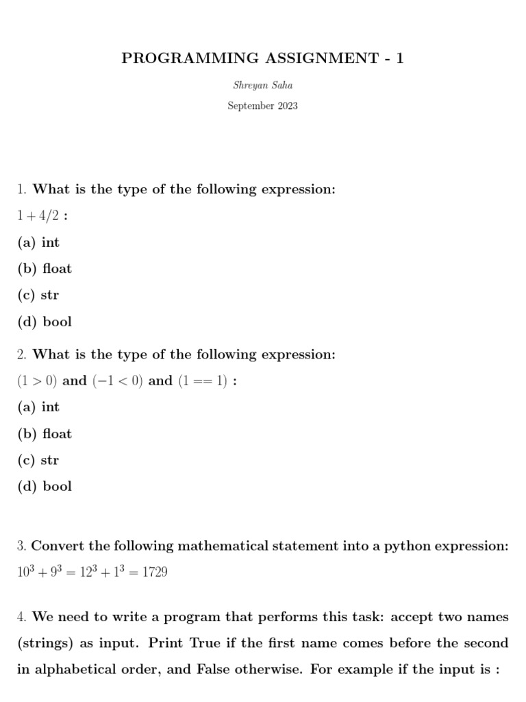 PROGRAMMING_ASSIGNMENT_1 | PDF