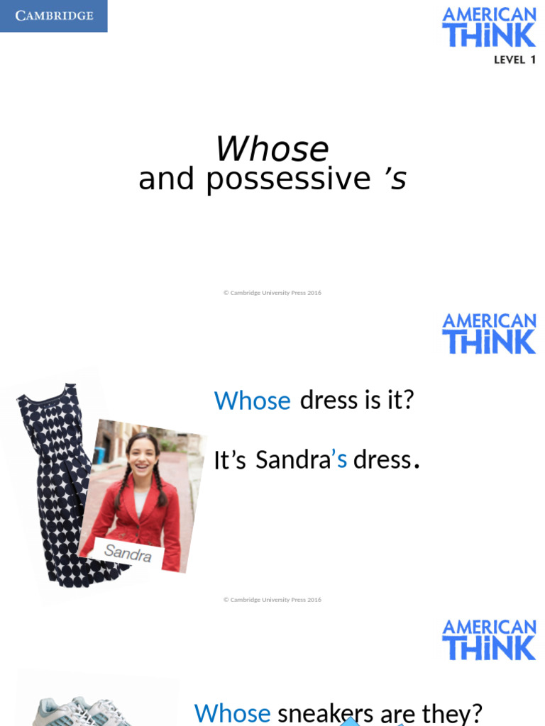 AmE - Level - 1 - Grammar Presentation 4 Whose and Possessive 'S | PDF ...