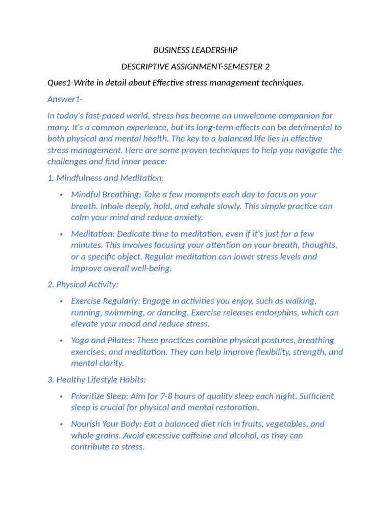 Business Leadership Assignment Sem2 | PDF | Meditation | Delta Air Lines