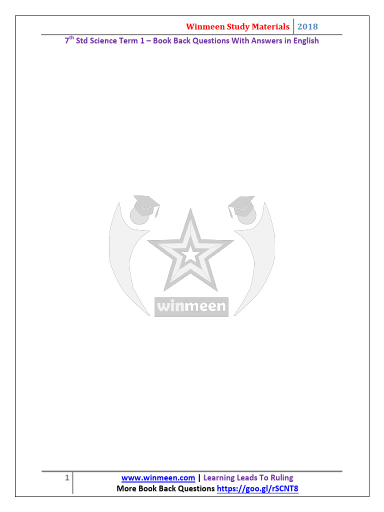 7th Std Science Term 1 Answers | PDF | Gases | Liquids