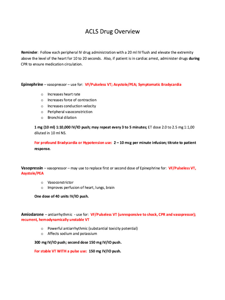 ACLS Drug Overview | PDF