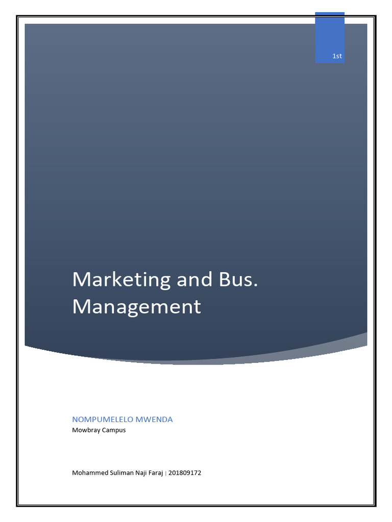 Marketing and Bus. Management | PDF | Marketing | Market Segmentation