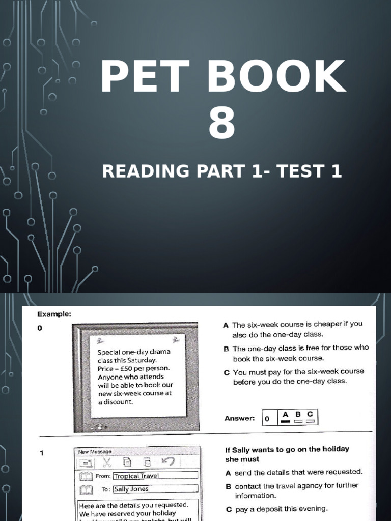 PET 8 Reading Part 1 | PDF