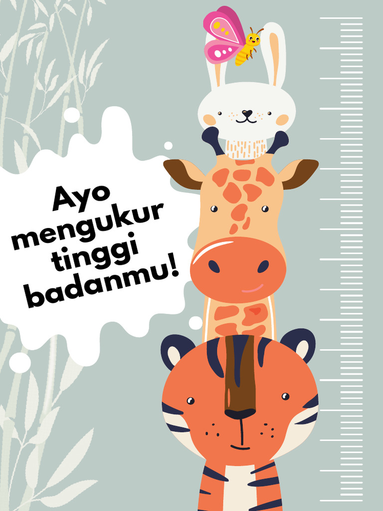 Cute Funny Animals Illustration Kids Height Chart Poster | PDF