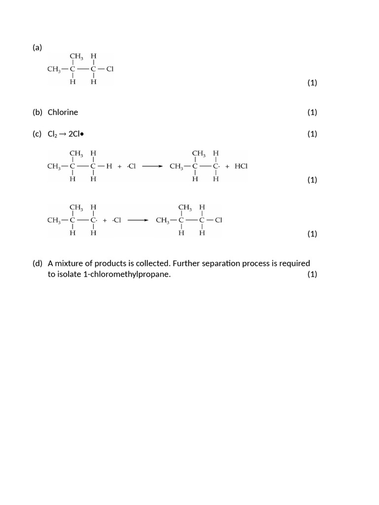Part V Free redical substitution Ans | PDF