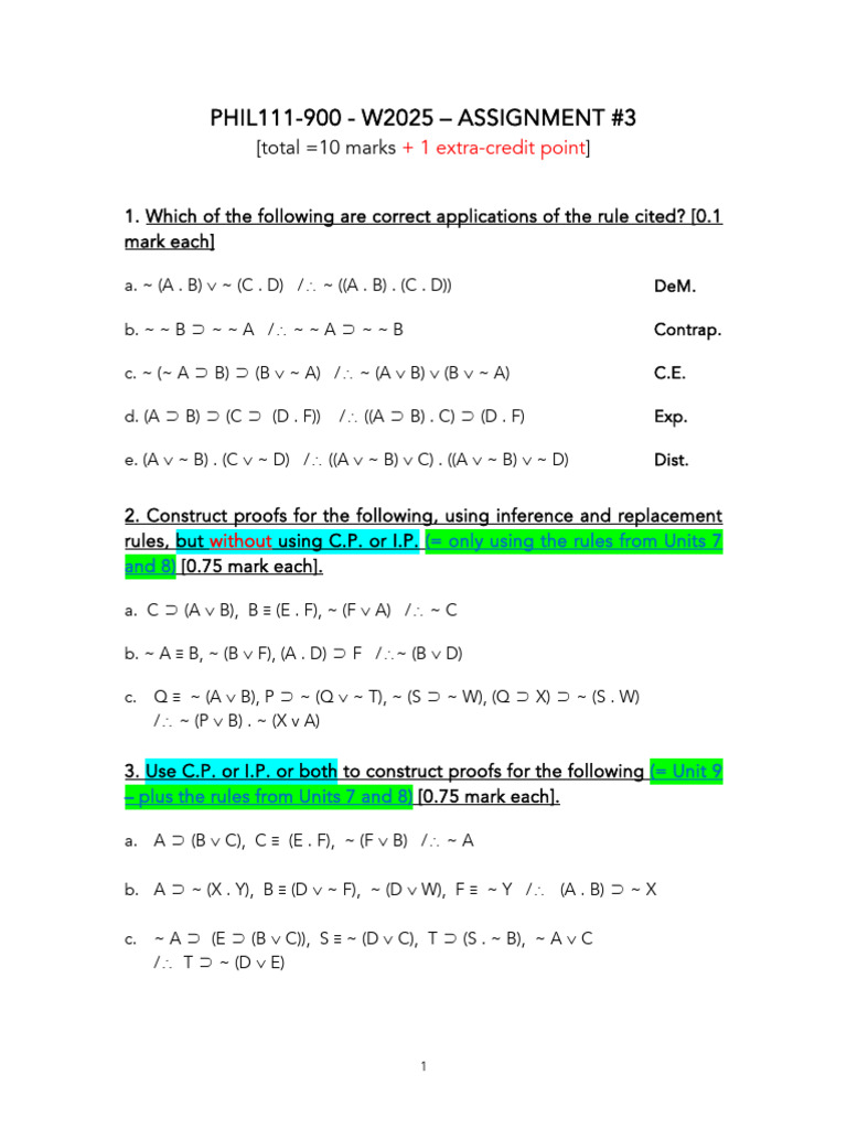 PHIL111 900 W2025 - Assignment#3 | PDF | Mathematics | Linguistics