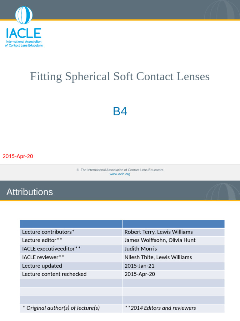 B4 Fitting Spherical Soft Contact Lenses_last updated 20.04.15 | PDF ...