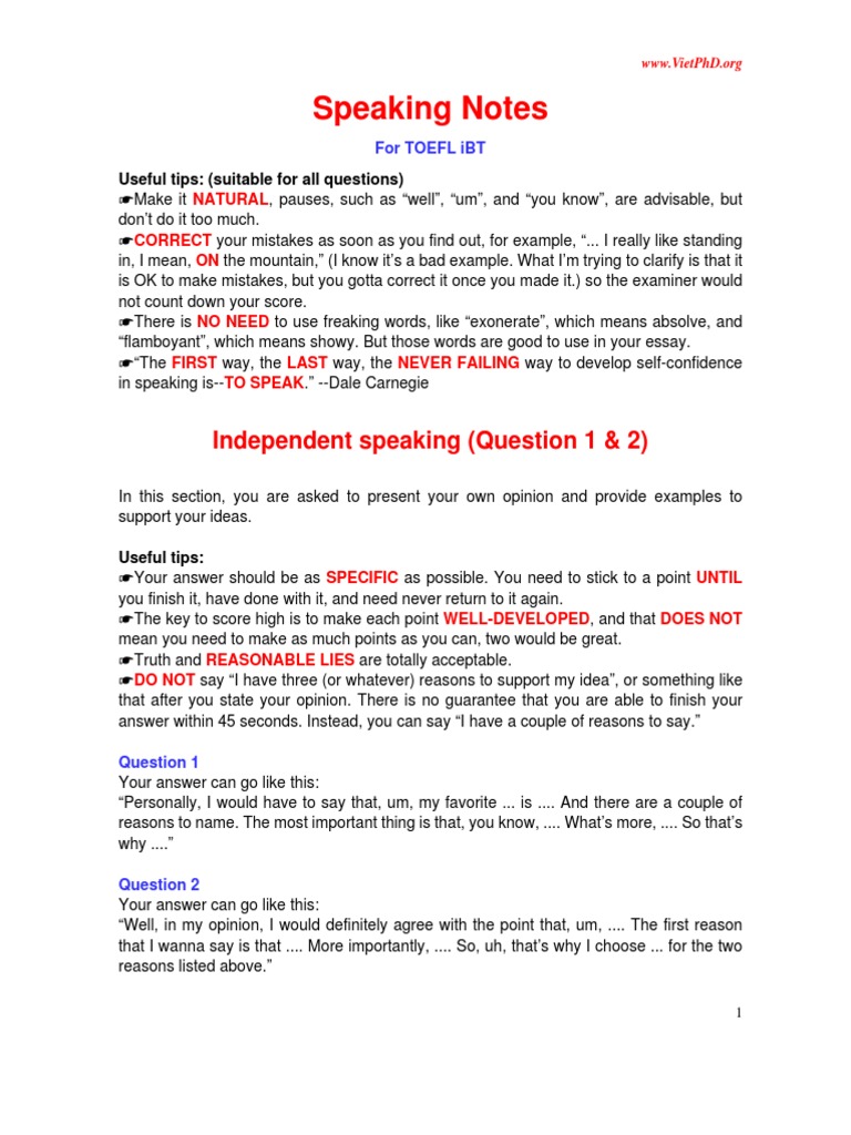 Speaking Notes | PDF