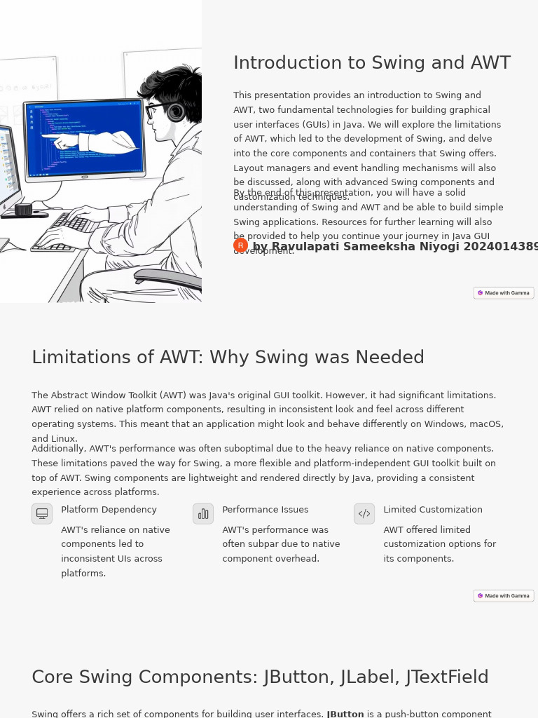 Introduction to Swing and AWT | PDF | Computing | Software