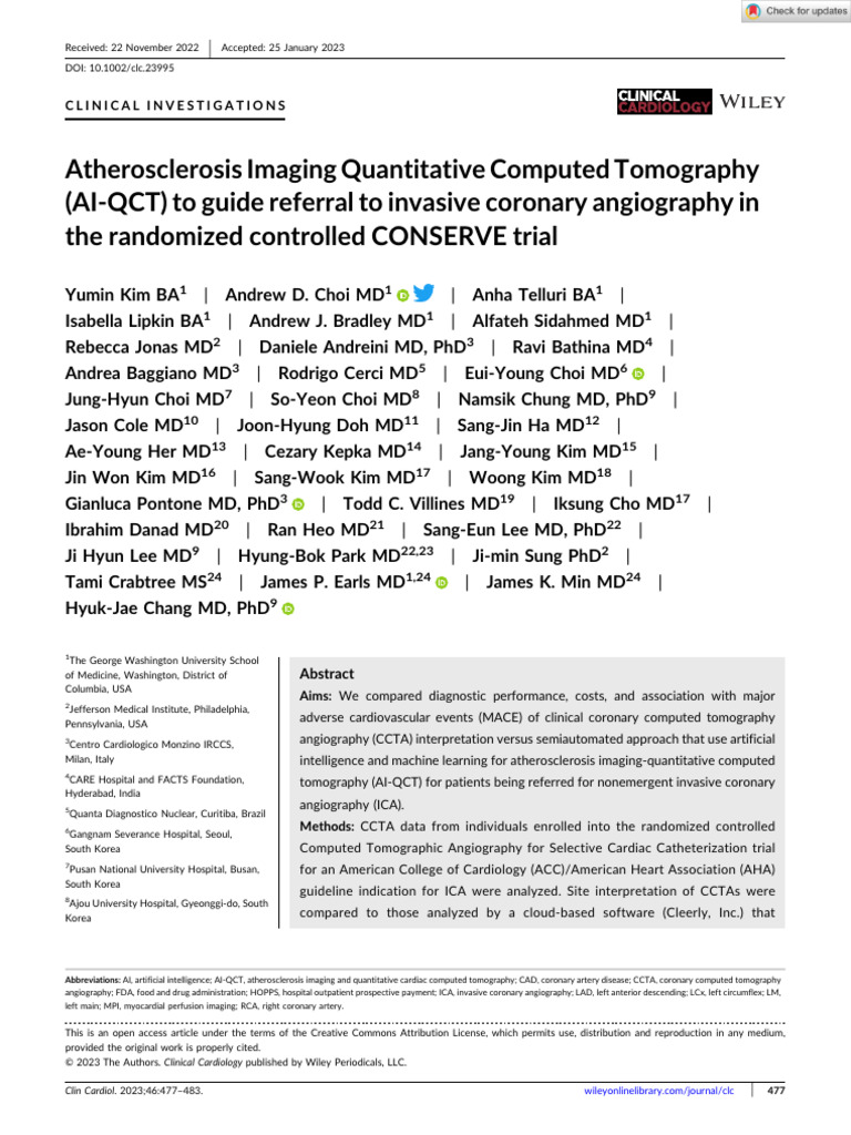 Xxclinical Cardiology - 2023 - Kim - Atherosclerosis Imaging ...