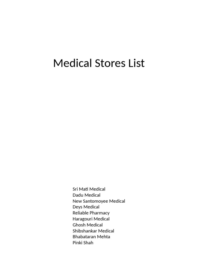 Medical Stores Part2 | PDF