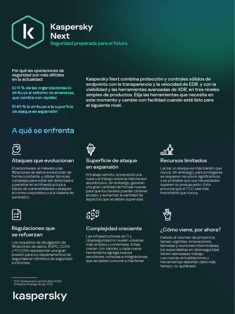 Kaspersky Next - Datasheet | PDF | Computación en la nube | La seguridad informática