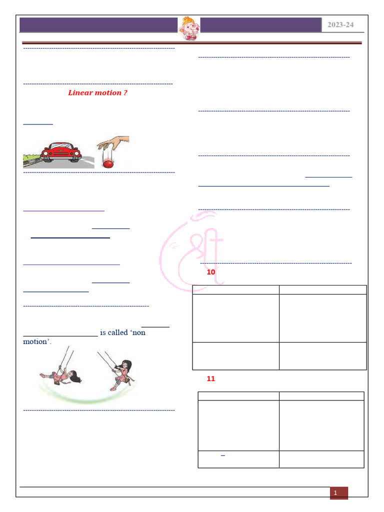 Motion and Its Types for Class 6 | PDF | Oscillation | Pendulum