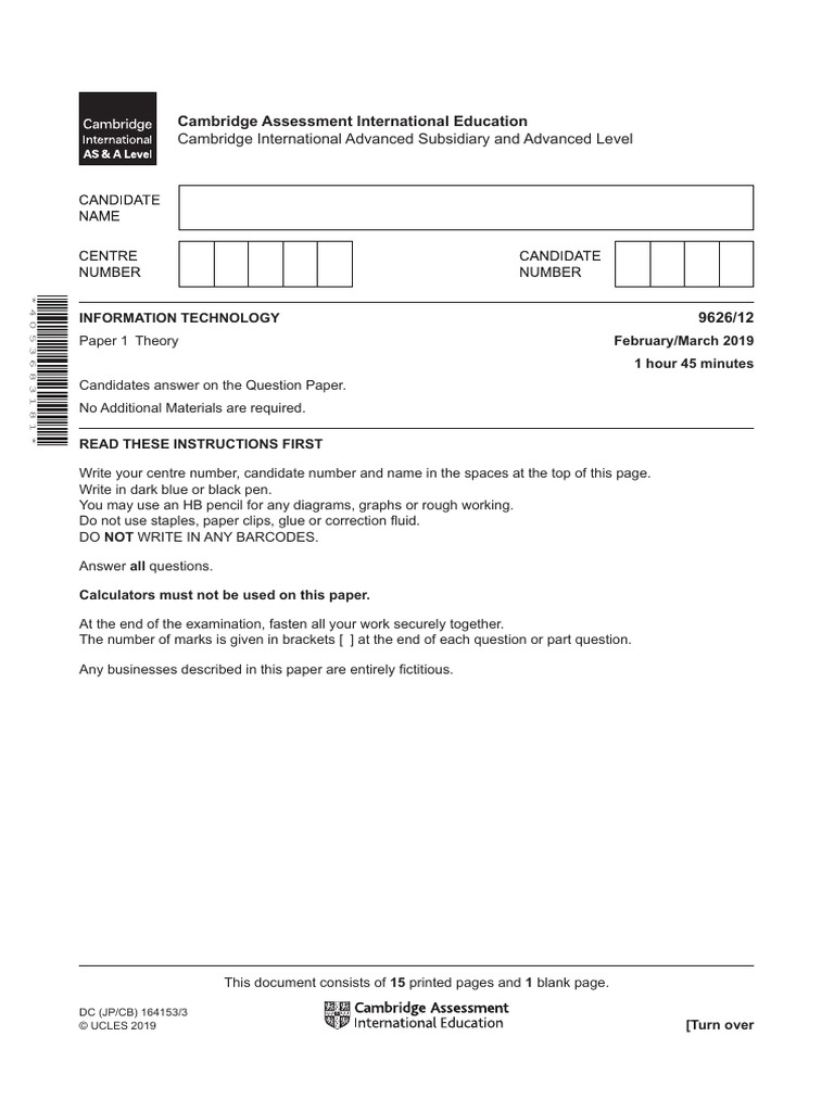 IT Paper 1 Booklet | PDF | Printer (Computing) | Hard Disk Drive