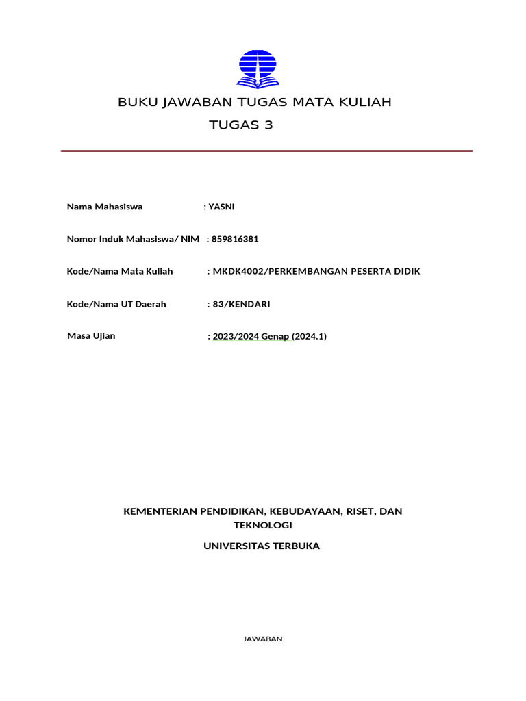 Bjt Maku Perkembangan Peserta Didik Tugas 3 Yasni | PDF