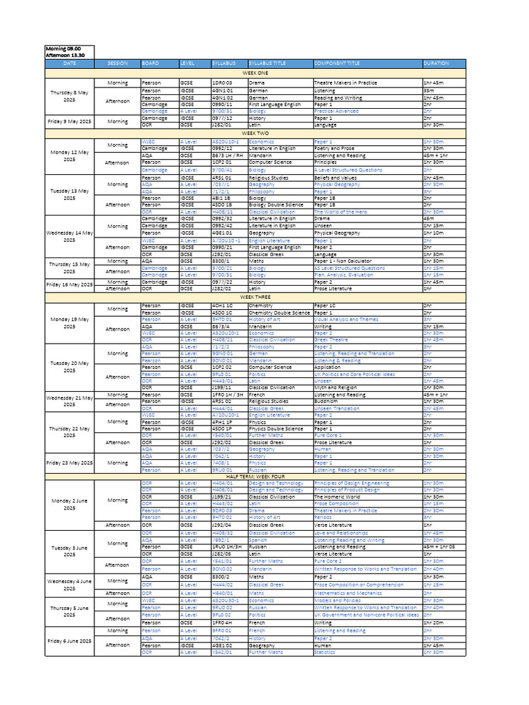 IGCSE A Level Final TT Summer 2025 | PDF | Mathematics | Qualifications