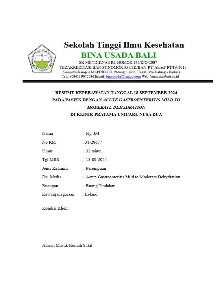 C2224283 - Ni Wayan Deni Susanthi - RESUME - Acute Gastroenteritis Mild ...