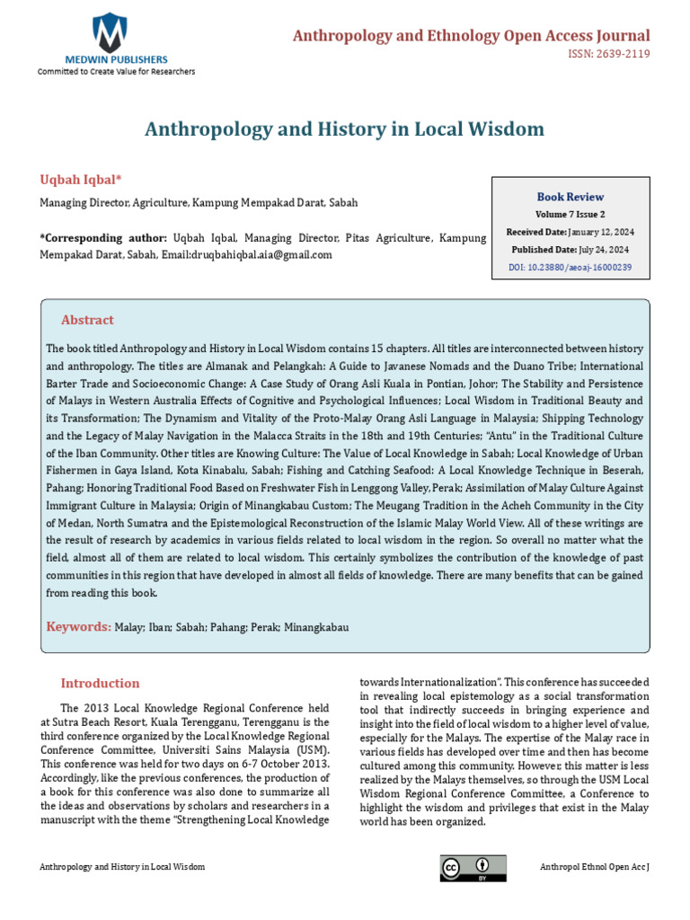 Anthropology and History in Local Wisdom | PDF | Malaysia | Southeast Asia