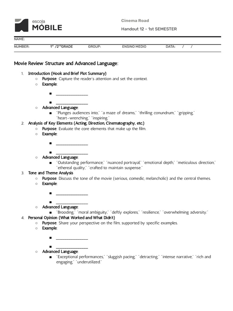 Movie Review Structure Guide | PDF