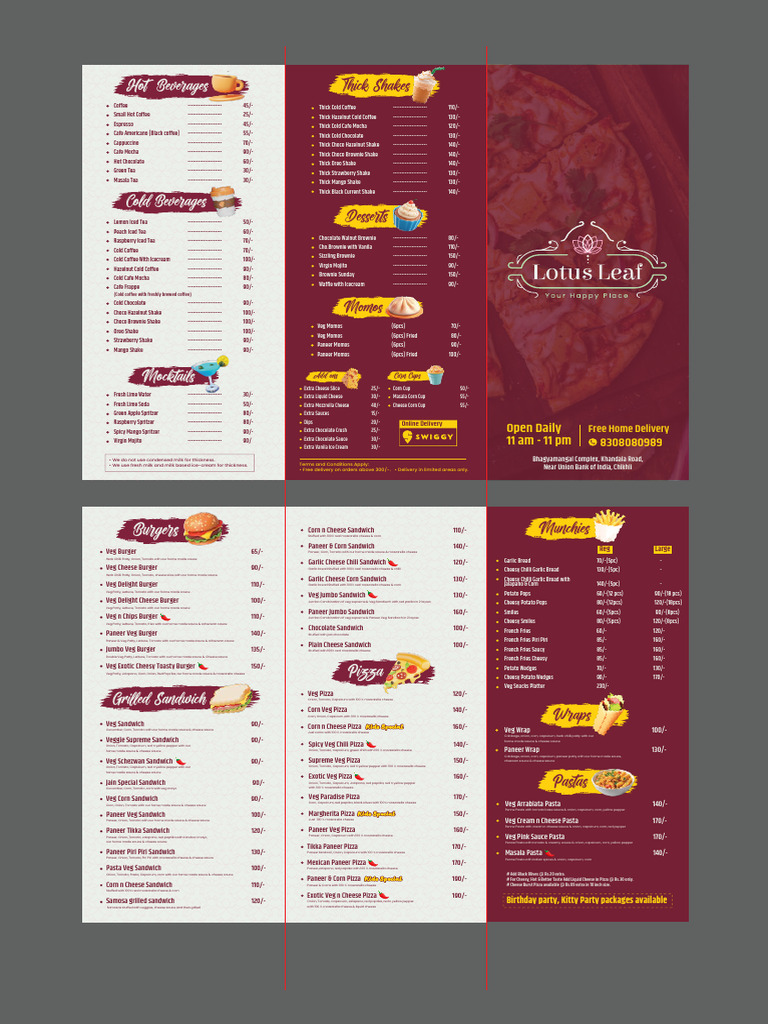Lotus Leaf Menu Card - FINAL | PDF | Capsicum | Hamburgers