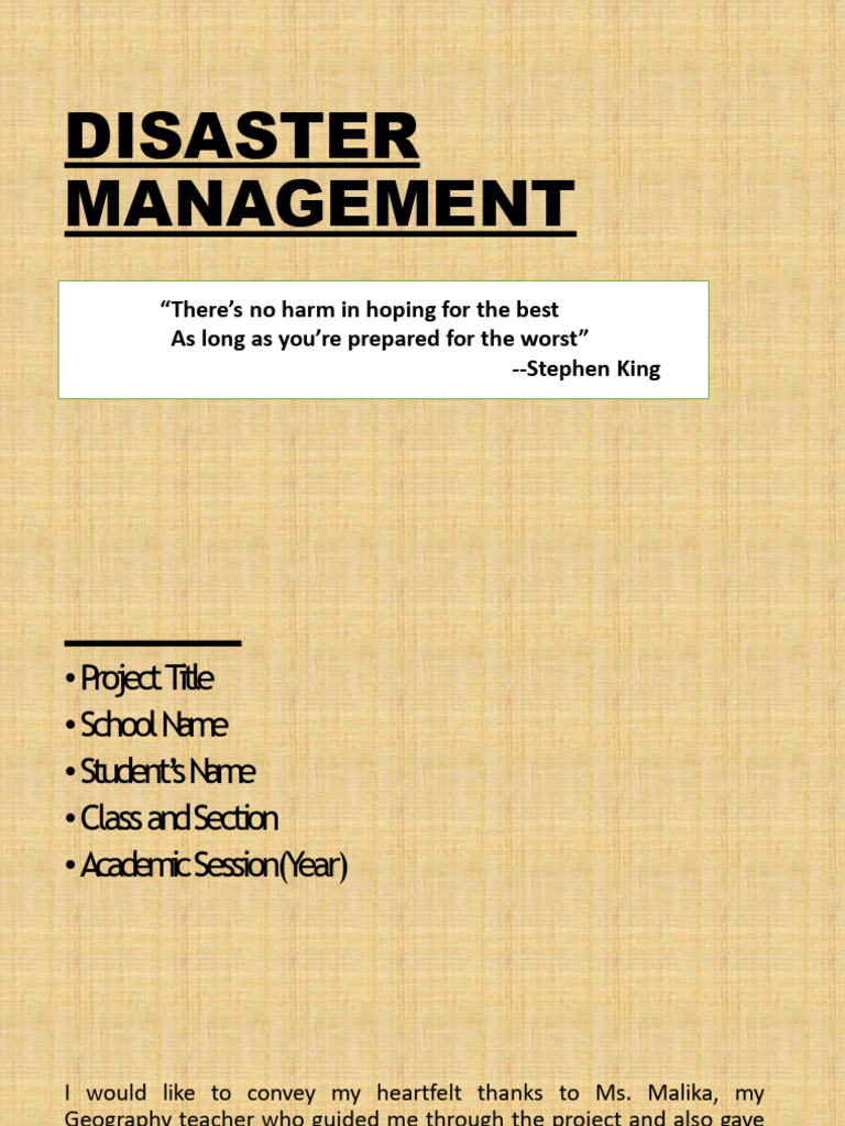 Class 9 Disaster Management Project Guide | PDF