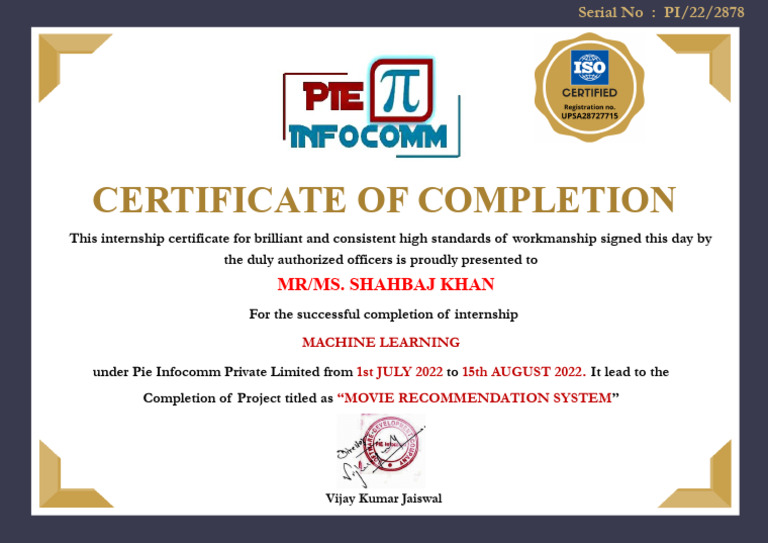 Shahbaj Certificate | PDF