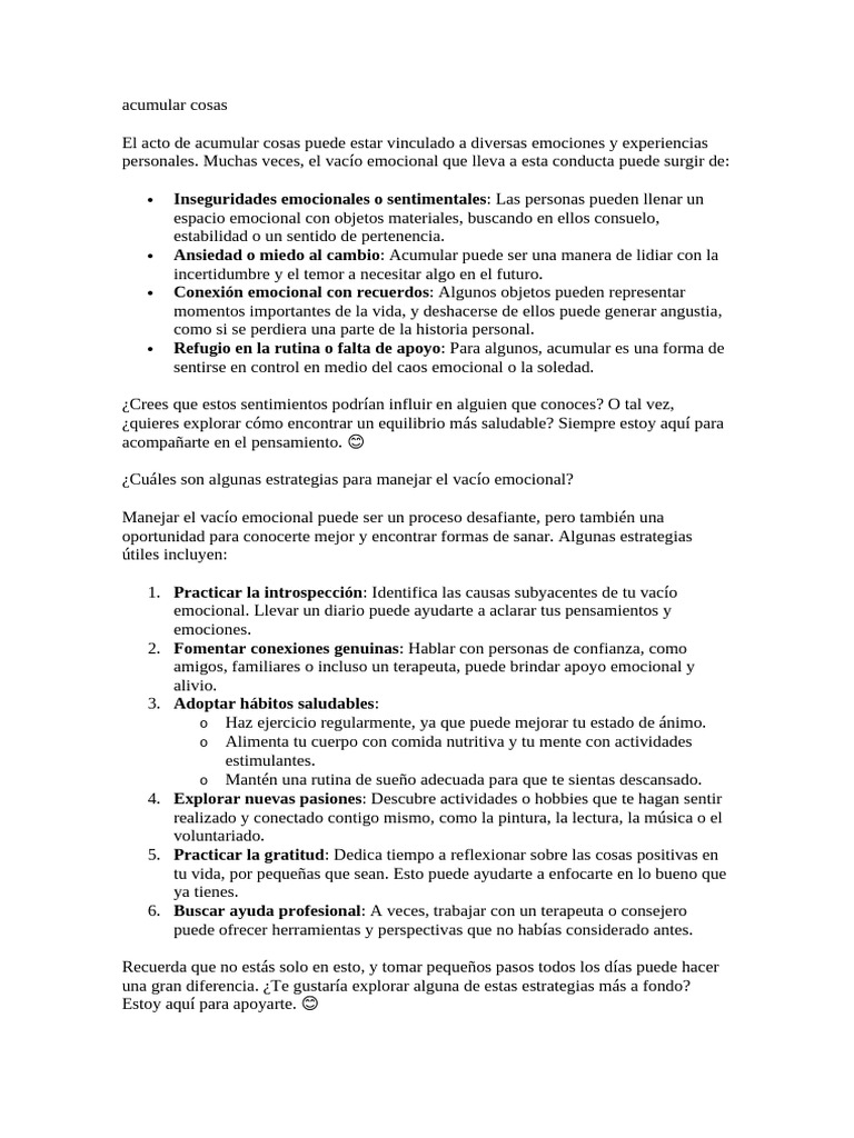 Acumular Cosas | PDF | Las emociones | Gratitud