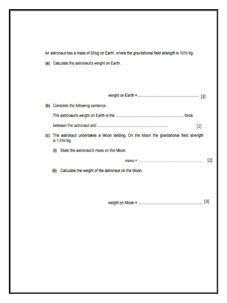 Mass Weight Worksheet 2 | PDF