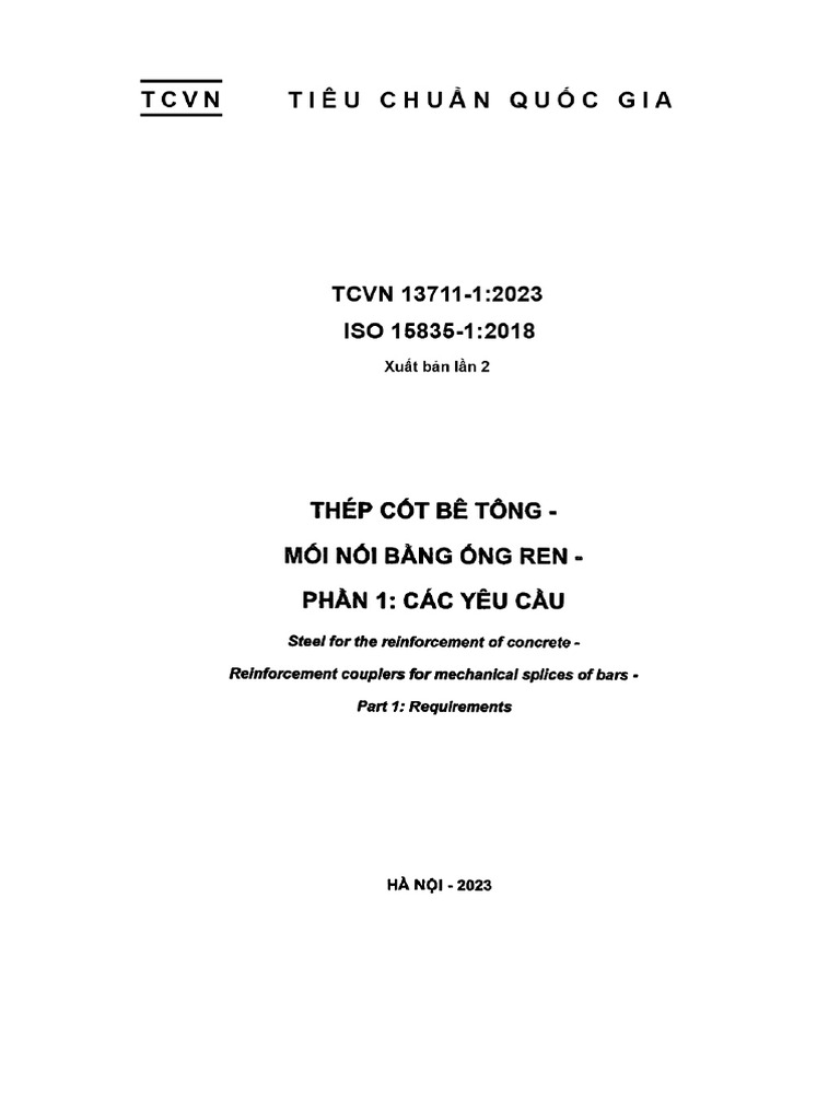 TCVN 13711 - 2023 Mối Nối Bằng Ống Ren | PDF