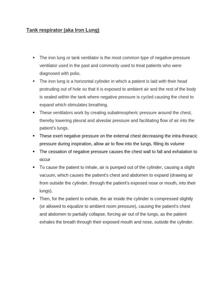 Iron Lung: How Tank Respirators Work | PDF