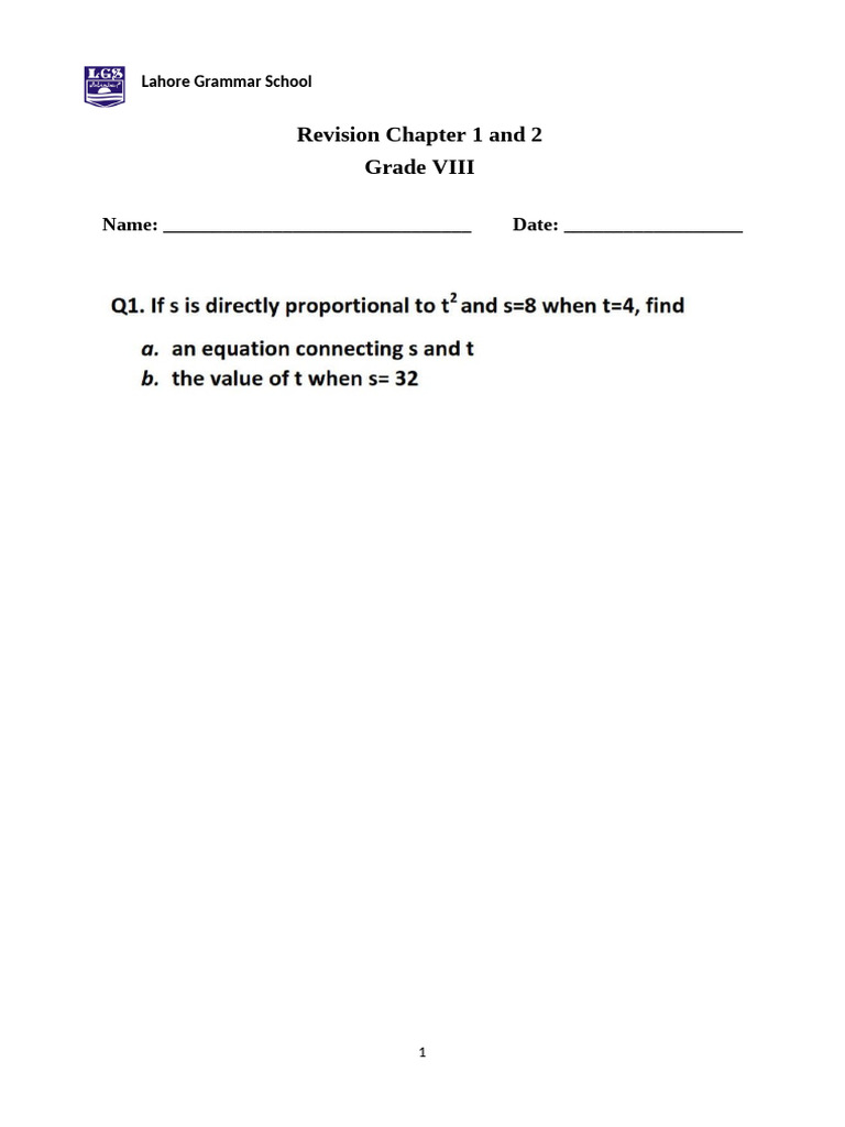 Reision Workseet Chapter 1 and 2 | PDF