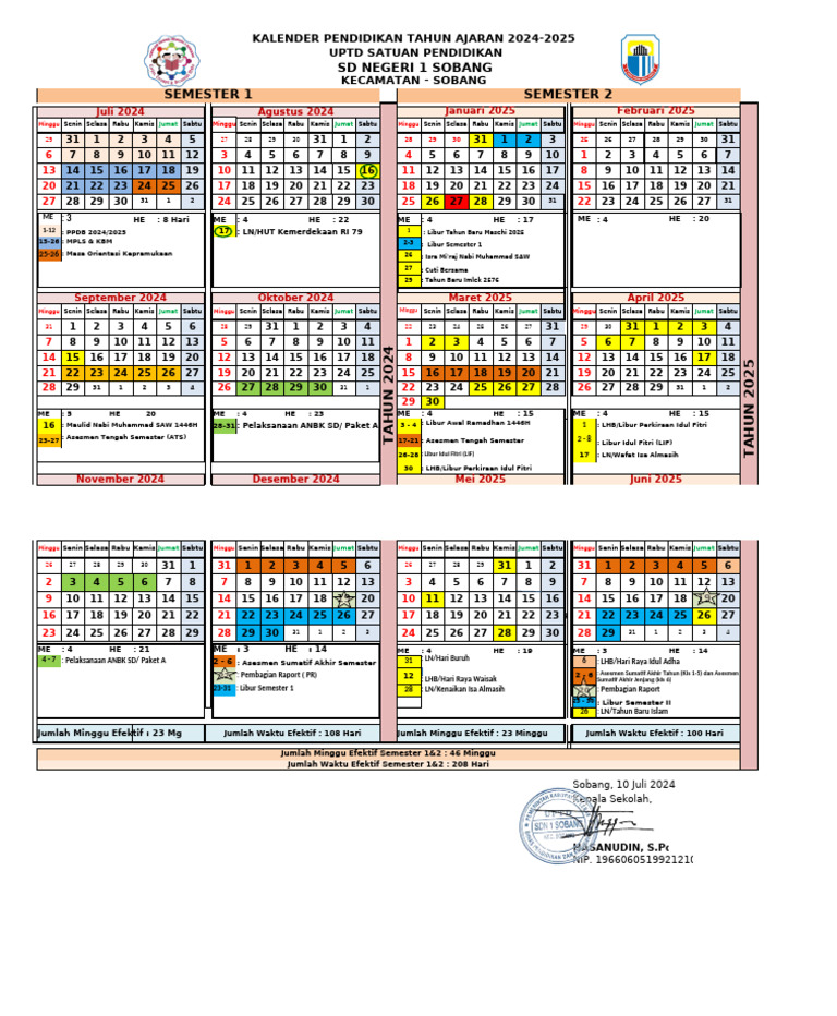 Kalender Pendidikan 2024-2025 | PDF