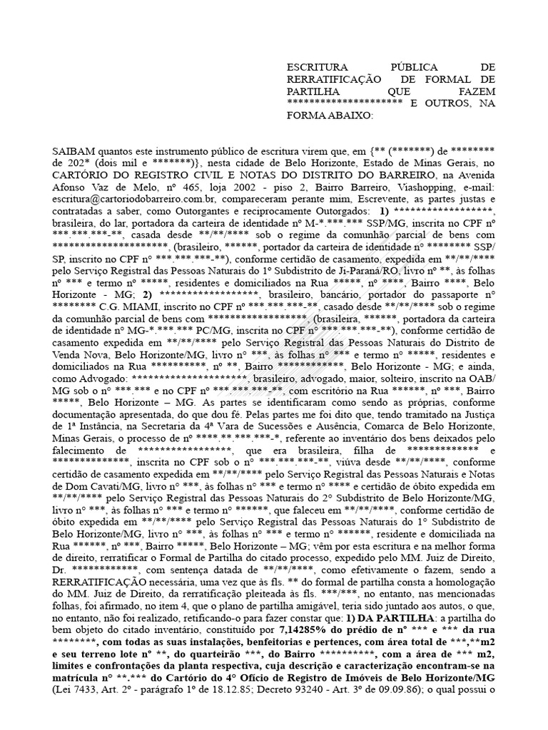 Rerratificação de Formal de Partilha | PDF | Justiça | Crime e Violência