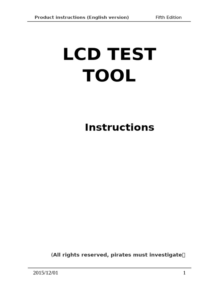 LCD TEST TOOL Instructions Fifth Edition | PDF | Power Supply | Liquid ...