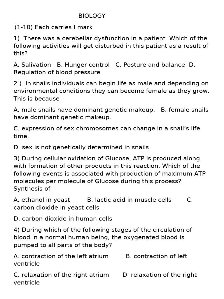 Biology Exam Questions and Answers | PDF | Reproduction | Biology