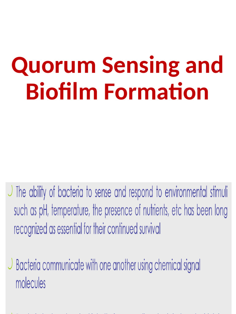 Quorum Sensing and Biofilm Formation | PDF