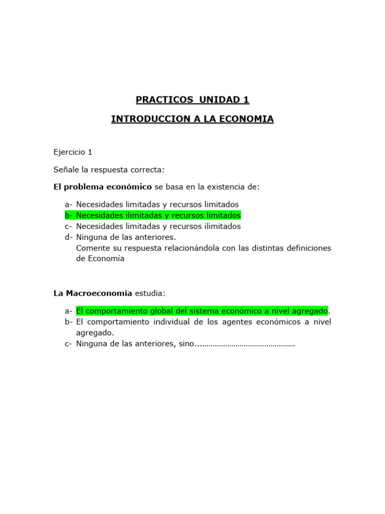Resolucion Ej. 1 A 7 Unidad 1 | PDF | Macroeconómica | Ciencias económicas