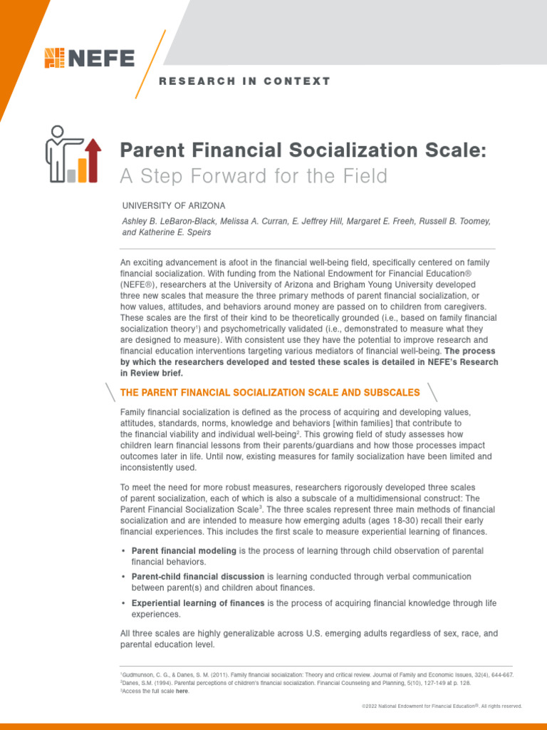 UAZ Research in Context Parent Financial Socialization Scale | PDF ...