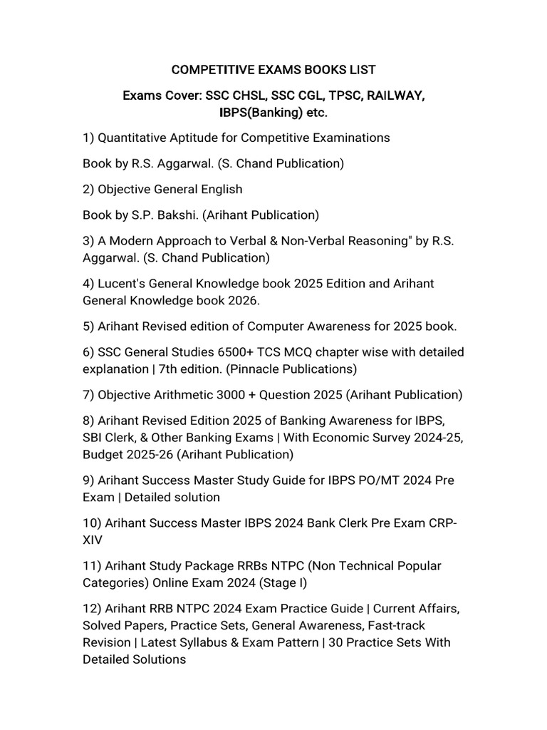 Competitive Exam Books | PDF