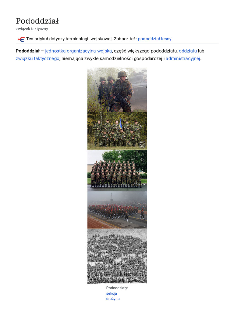Pododdział - Wikipedia, Wolna Encyklopedia | PDF