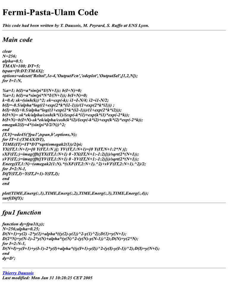 FPU Matlab Source Code | PDF