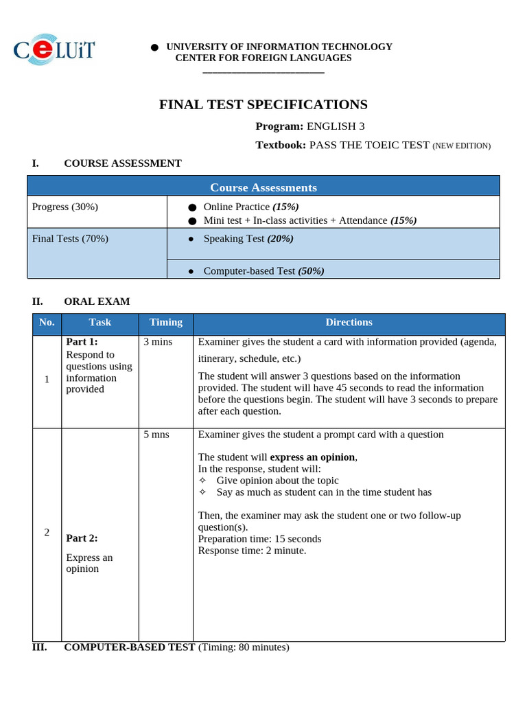 Final Test - S Specifications - Eng03 | PDF | Evaluation Methods | Tests