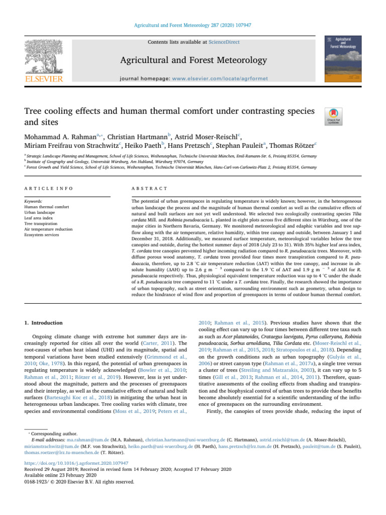 Tree Cooling Effects on Urban Comfort | PDF | Trees | Earth Sciences