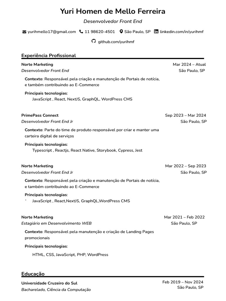 Curriculum_Yuri_V2 | PDF