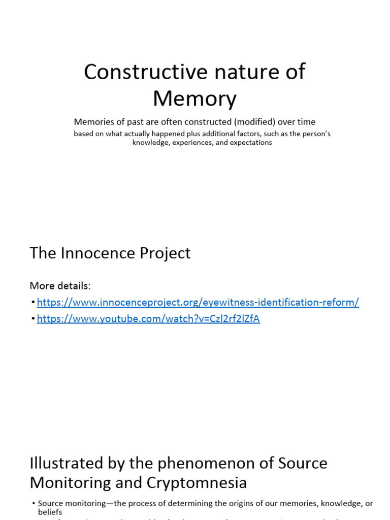 Constructive Nature of Memory | PDF | Memory | Epistemology