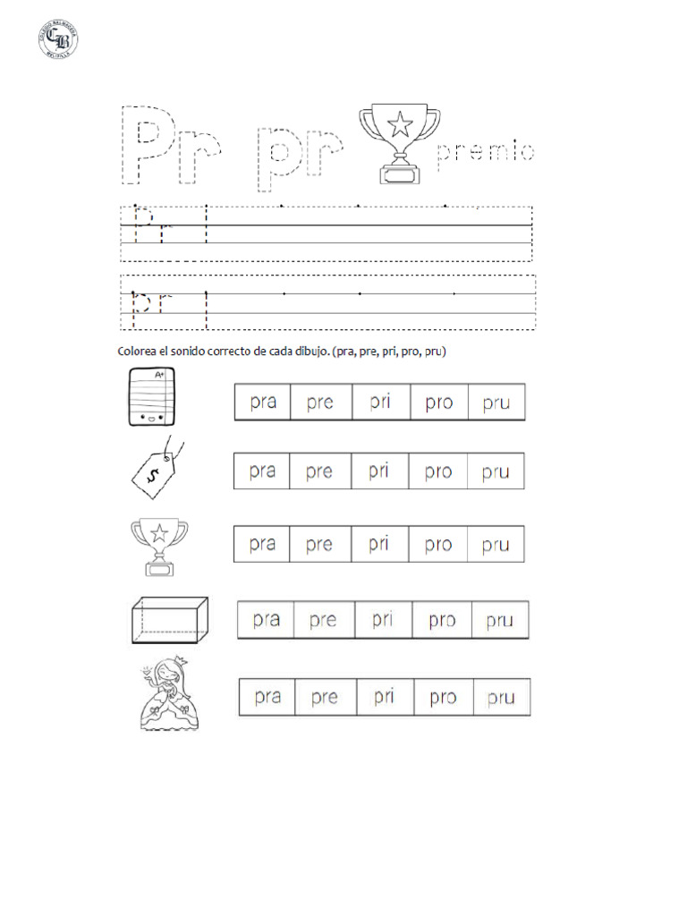 GUÍA DE LENGUAJE GRUPO CONSONANTICO PL -PR | PDF